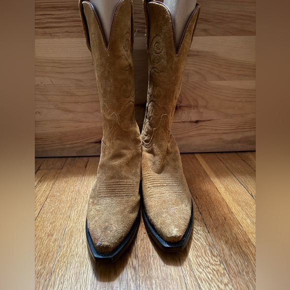 Lucchese | Shoes | Lucchese Tan Suede Snip Toe Cowboy Boots | Poshmark